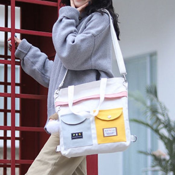 Bags | Canvas Dual Front Pocket Tote Bag | Poshmark